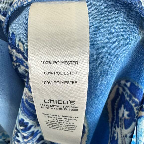 Chico's | Tops | Chicos Blue Paisley Roll Tab Sleeve Button Up Tunic ...